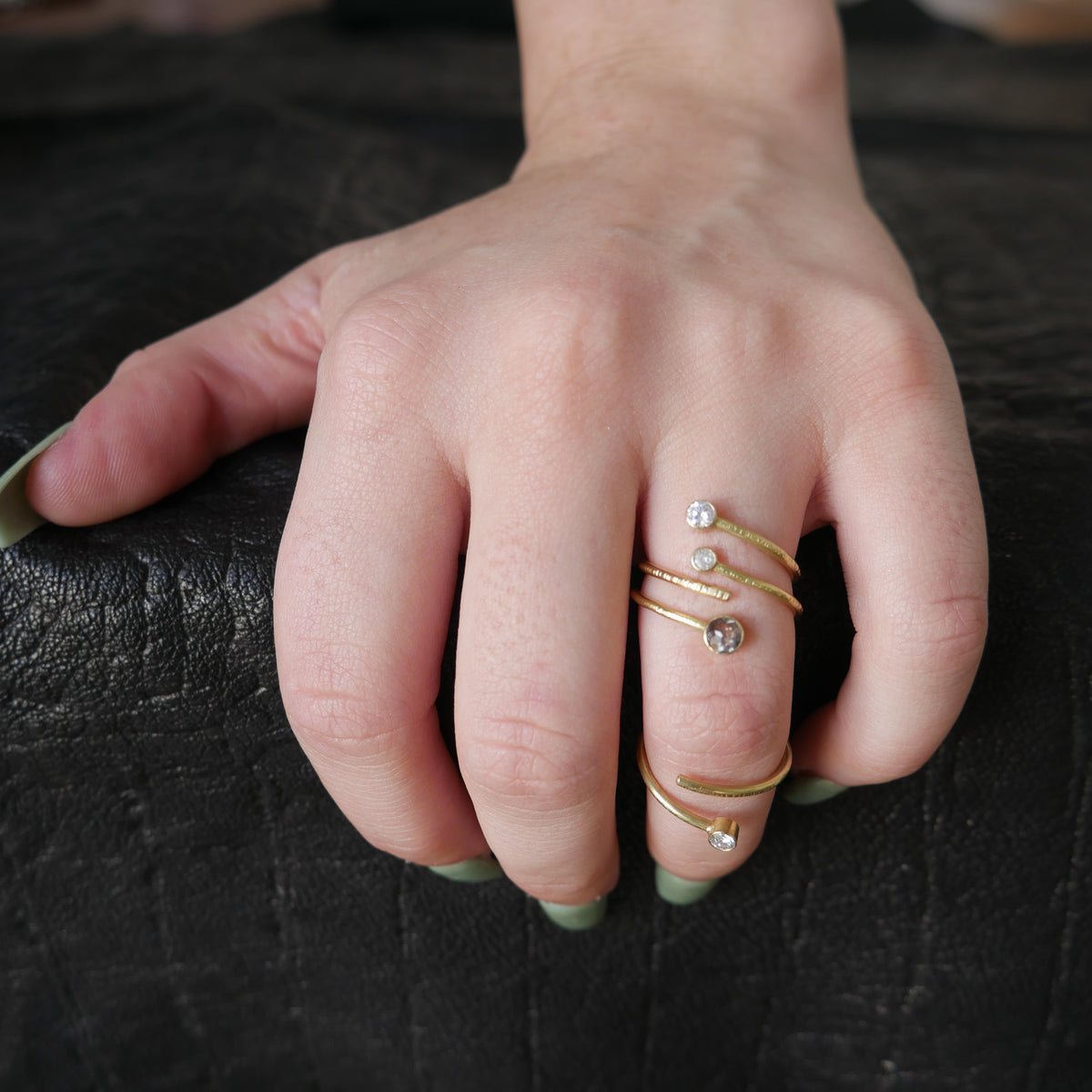 Handmade Champagne Diamond Open Wrap Ring | Bourne Jewelry